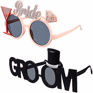 Gadpiparty Bridal Shower Eyewear 2Pcs Plastic Groom Glasses Bride Glasses Bachelor Party Eyeglasses Photo Props Night Bridal Eyeglasses Wedding Hen Party Favors Hen Party Sunglasses
