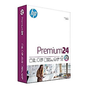 HP Printer Paper | 8.5 x 11 Paper | Premium 24 lb | 1 Ream - 500 Sheets | 100 Bright | Made in USA - FSC Certified | 112400R