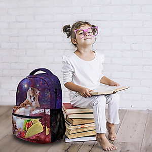 Granbey Space Taco Cat Laptop Backpack - Cute Universe Galaxy Burrito Kitten College Students Bookbags Beautiful Purple Nebula School Bags Travel Computer Notebooks Daypack