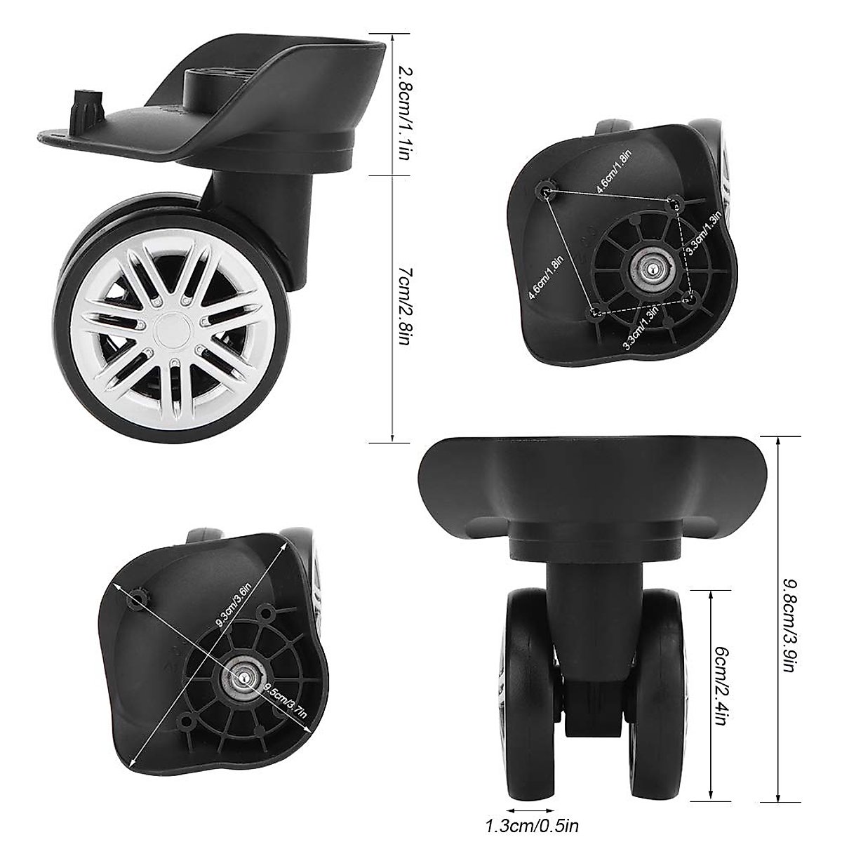 Zerone Double Row Large Wheel,1Pair Outdoor Double Row Large Wheel Drawbar Box Code Case Suitcase Accessory