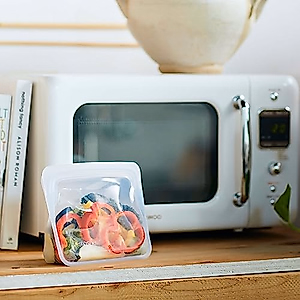 Stasher Reusable Silicone Storage Bag, Food Storage Container, Microwave and Dishwasher Safe, Leak-free, Stand Up - Mini, Green