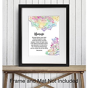 Buddhist Buddhism Art - Zen Namaste Wall Decor - 8x10 Poster Print for Yoga Room, Spa Decoration - Spiritual New Age Meditation Gift for Women - Buddha Statue, Mandala, Lotus Flower - Unframed