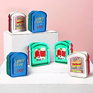 Pack of 6 Food Storage Sandwich Containers, 2 cups / 16 oz / 490 ml - 3 Different Designs. Great for Meal Prep. Kids or Adult Lunch Box - BPA Free and Reusable