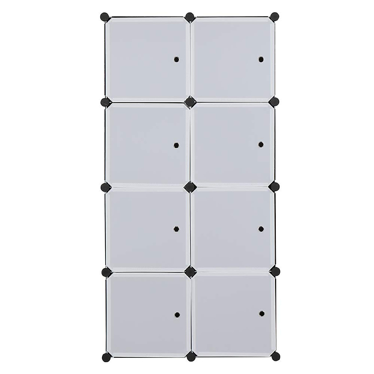 Trlec 20 Cube Organizer Stackable Plastic Cube Storage Shelves Design Multifunctional Modular Closet Cabinet with Hanging Rod White Doors and Black Panels