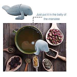 Manatee Tea Strainer, Silicone Tea Infuser, Cute Loose Leaf Tea Steeper Set for a Mug or a Cup, Gift for Tea Lovers, 1 Loose Leaf Tea Strainer
