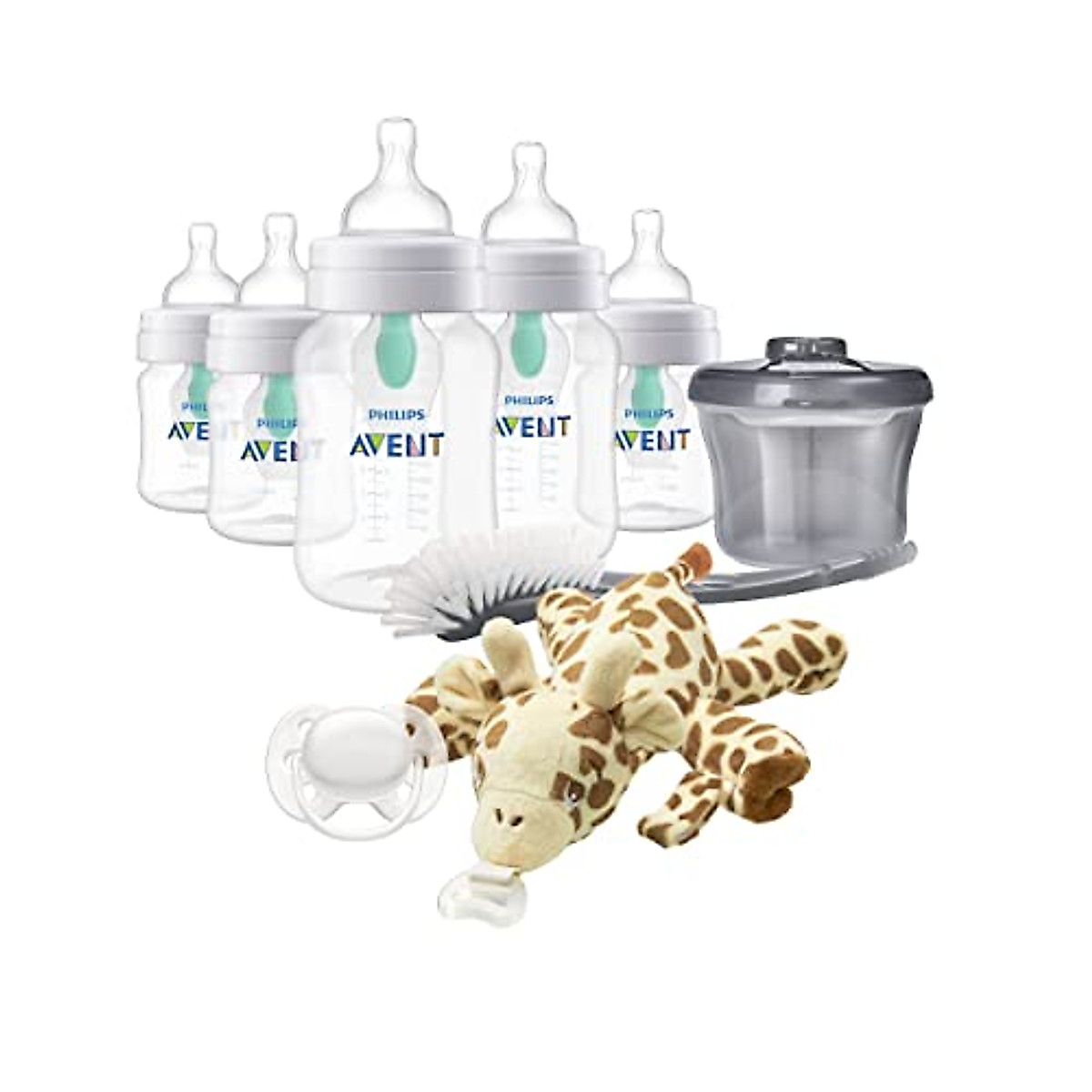 Philips AVENT Anti-Colic Baby Bottle with AirFree Vent Newborn Gift Set with Snuggle, Clear, SCD306/10