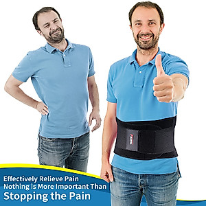 FEATOL Gel Pack Back Brace,Lumbar Support for Back Pain Relief, Herniated Disc, Sciatica, Scoliosis - Breathable Material Design with Heat & Ice Gel Pack for Men & Women| Large/X-Large