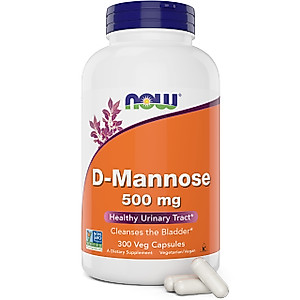 Now D-Mannose 500 mg, 300 Capsules - Vegan, Non GMO Supplement for Women and Men - Supports Healthy Urinary Tract, Cleanses The Bladder