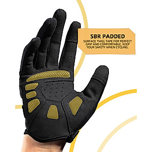 ROCKBROS Mountain Bike Gloves for Mens Cycling Glove Touch Screen Anti-Slip MTB Road Biking Gloves Breathable Full Finger Bicycle Gloves for Outdoor Sports