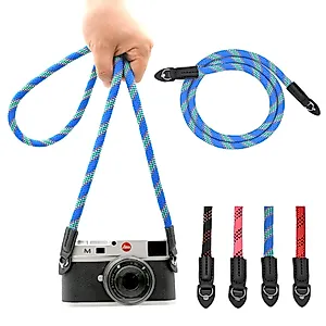 Eorefo Camera Strap Vintage 100cm Nylon Climbing Rope Camera Neck Shoulder Strap for Micro Single and DSLR Camera(Blue)
