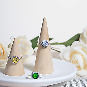 CHERUBIC Platinum Plated Sterling Silver Square Halo Ring For Women Crystal Cubic Zirconia Birthstone Rings Adjustable