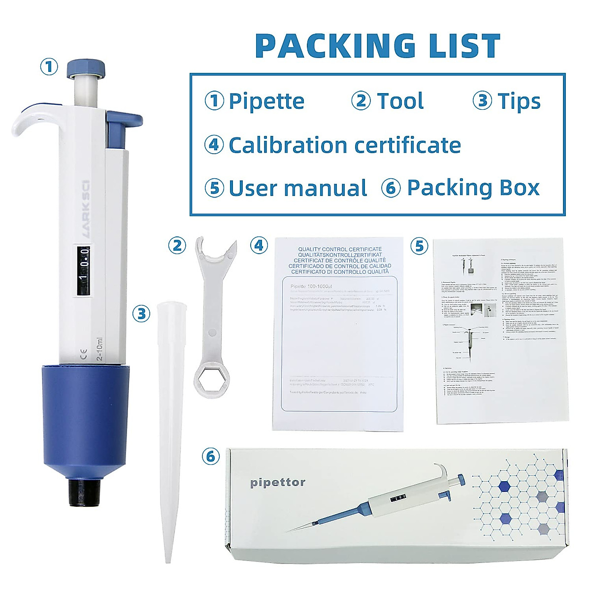 LARKSCI Micropipette 0.1-2.5ul Volume Adjustable Pipettor Accuracy Volume Micro Pipette Single Channel