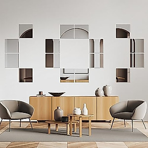 QIYUFOTO Full Length Wall Mirror Tiles, Wall Mounted Glass Mirror for Modern Wall Decor, Square Large Wall Mirror for Home Gym, Bedroom, Bathroom(12"x 12"-8PCS)