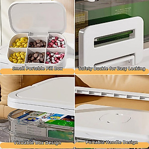 3-Tier Medicine Storage Box, Empty Family Emergencies First Aid Kit Container, Portable Plastic Medicine Storage Organizer Holder Multipurpose Box with Handle for Home, Travel (White)