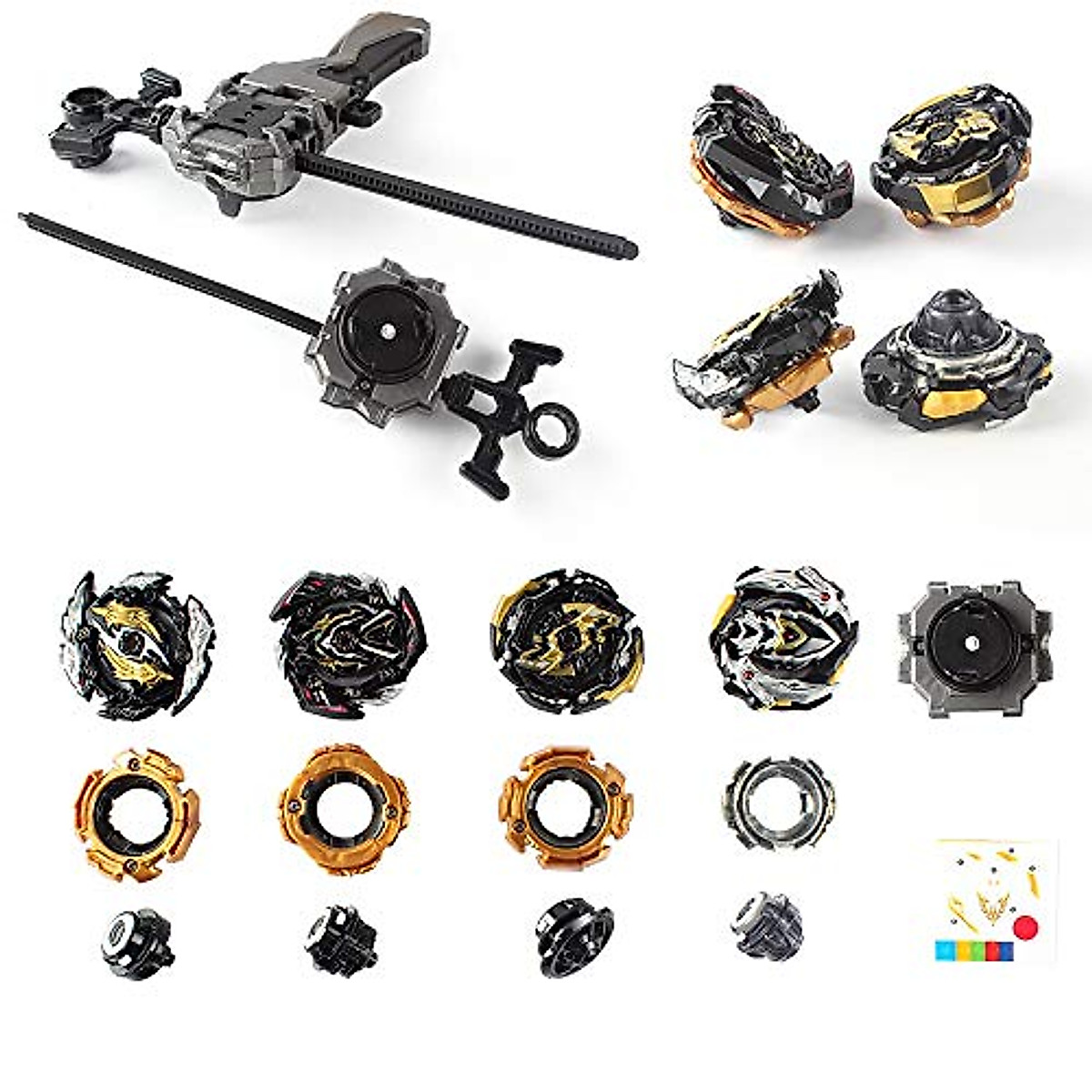 ROKK NOW Metal Fury Bey Battle Burst Gyro Attack with Starter Battle Arena, Launchers & Includes 4 Bay Battling Metal Gyro Bey Battle Top Blades for Adults, Boys & Girls