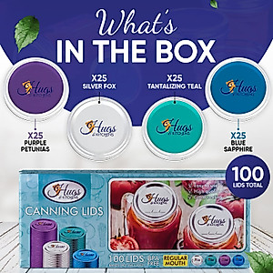 Canning Lids Regular Mouth 100- Buckle Resistant Seal for Ball and Kerr Jars - Multi-Color Mason Lid Set Airtight and Reinforced Tinplate - Jar Lids for Canning