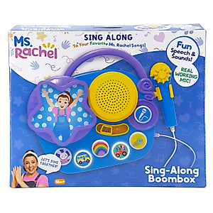 eKids Ms Rachel Karaoke Microphone with Boombox for Fans of Toddler Toys, Kids Karaoke Machine with Built in Music