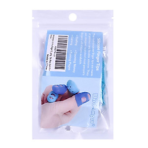 Wisdompro 16 Pcs Finger Tips, 4 Sizes Silicone Thimble Fingertip Grips Finger Protectors Pads Cover for Paper Sorting, Page Turning, Hand Sewing, Money Counting, Guitar Playing - Blue, Aqua