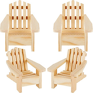 Sumind 4 Pieces Wood Adirondack-Style Miniature Chair Doll House Wooden Chairs Dollhouse Model Chairs Mini Wooden Rocking Chairs for Dollhouse Accessories Furniture Christmas Decoration