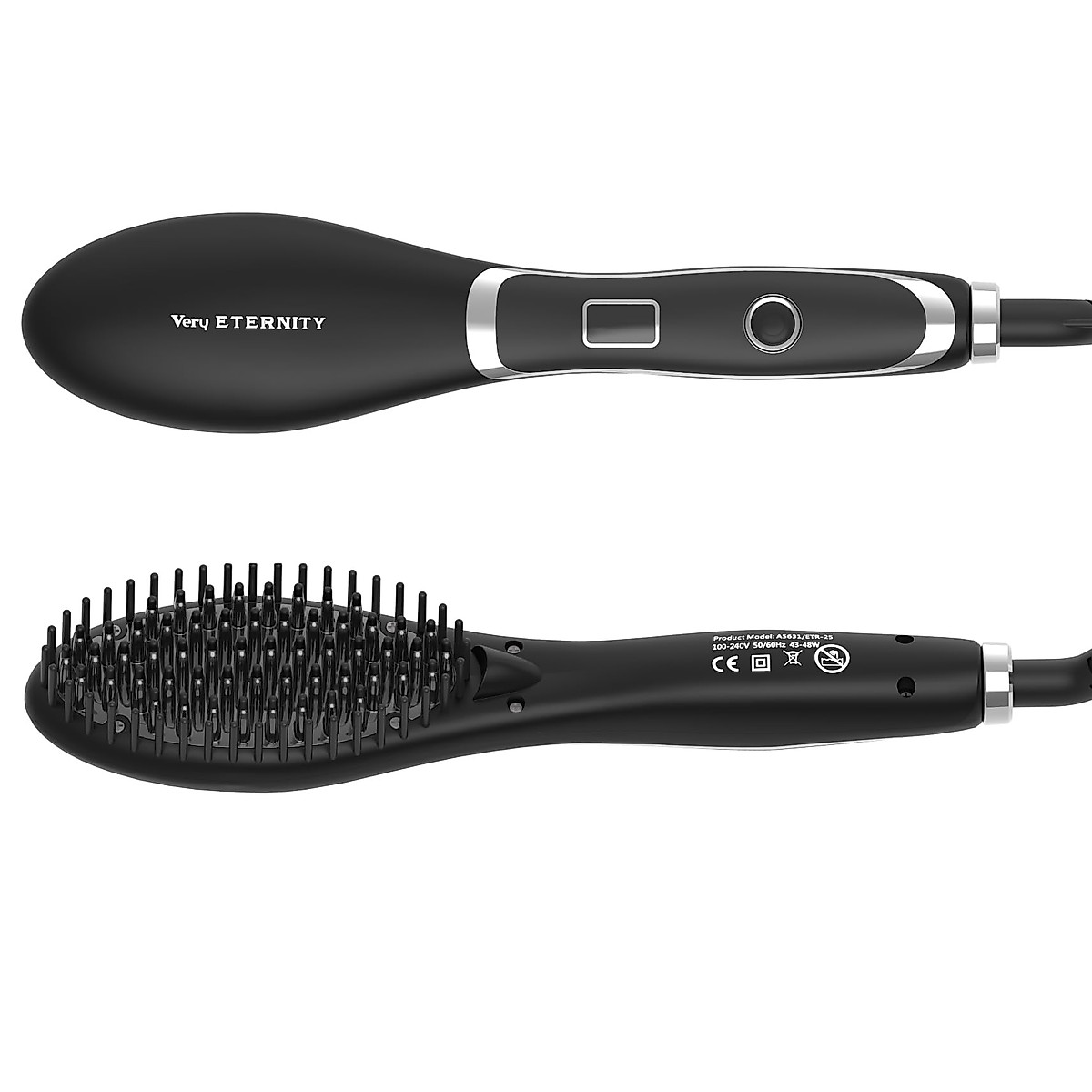 Veru ETERNITY Hair Straightener Brush, Hair Straightener Comb Straightening Brush for Women with 5 Temps 20s Fast Heating & Dual Voltage（Black）