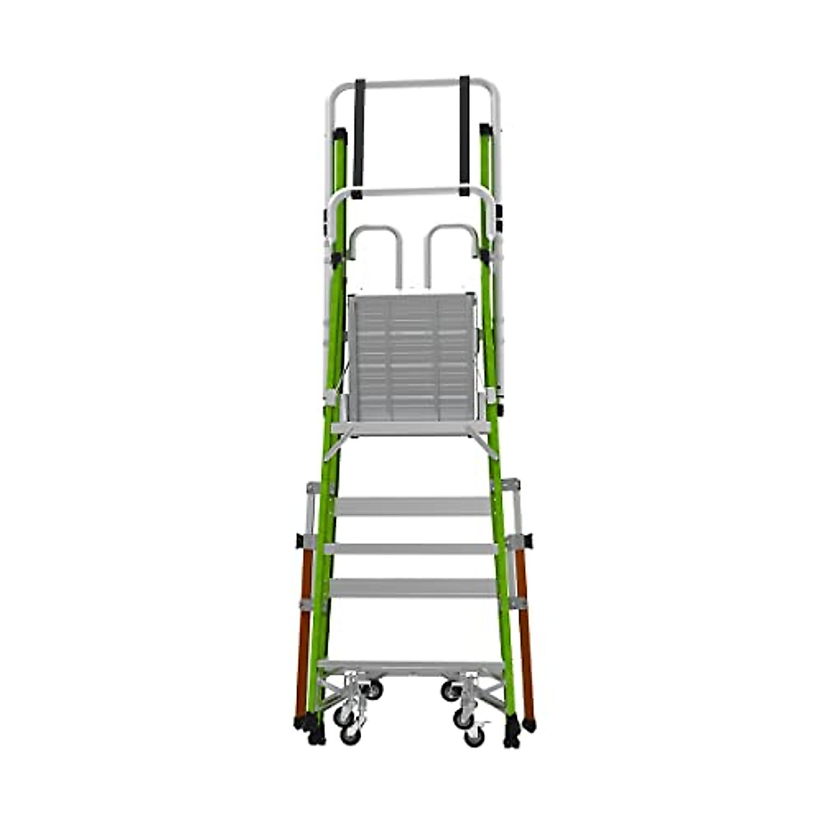 Little Giant Ladders Little Giant Ladder Systems Safety Cage 2.0, M4, 4ft Enclosed Platform, Ladder with Adjustable Outriggers, Fiberglass, Type 1AA, 375 lbs Weight Rating, (19704-146), Hi-viz Green