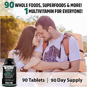 MEGAV-1 Multi-Vitamin, Superfood & Minerals - Daily Multivitamin with Probiotics, Digestive Enzyme, Mushroom Complex for Heart Health, Immune Support, Energy & Stamina - 90 Tablets