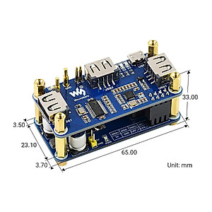 PoE Ethernet/USB HUB HAT for Raspberry Pi Zero/Zero W/Zero WH, 3X USB 2.0 Ports, 10M / 100M RJ45 Port, 802.3af-Compliant