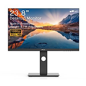 New Mobile Pixels 23.8'' Computer Monitor, 75Hz FHD1080P IPS Monitors with VESA Mounting, Rotatable, Height/Tilt Adjustment for Ergonomic Viewing, Frameless, Anti-Glare, Gaming Monitor with FreeSync