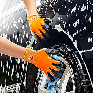 SAFEAT General Waterproof Work Gloves for Men and Women – Flexible, Double Coated Latex, Multipurpose, Sandy Grip Foam 1 Pair (Medium)