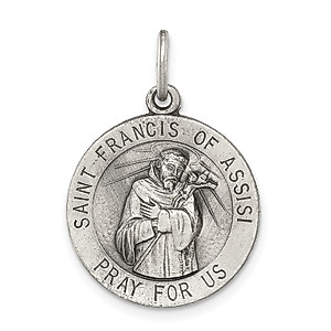 Sterling Silver Antiqued Saint Francis of Assisi Medal QQC3585