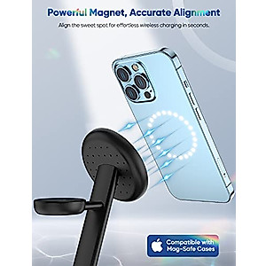 Magnetic Wireless Charging Station for Apple Series, 3-in-1 Standard 15W Fast Mag-Safe Charger Stand with QC3.0 Adapter, for iPhone 14,13,12 Pro Max/Pro/Mini/Plus, iWatch Ultra/8/7/6/5/4/3/2, AirPods…