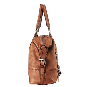 Diophy Genuine Leather Meduim Tote Accented with Studded & Buckle Décor with Removable Strap 150335