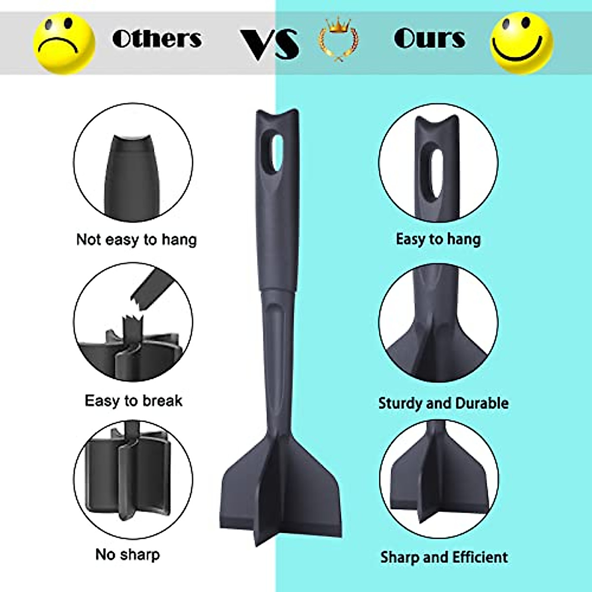 Meat Chopper, Hamburger Chopper, Potato Masher, Professional Heat Resistant Nylon Meat Chopper for Ground Beef, Ground Turkey, Hamburger meat, Ground Beef Smasher & Ground Meat Chopper