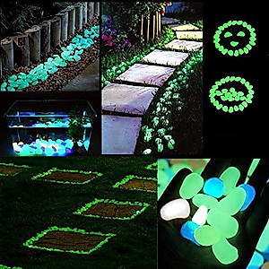 Ebliiny 500 Pcs Glow in The Dark Garden Pebbles, Gardening Luminous Glow Stones Outdoor Decor Glowing Water Fish Tank Gravel (Green)