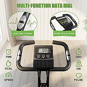 Caromix Folding Exercise Bike, 4 in 1 Stationary Magnetic Cycling Bicycle Upright Indoor Cycling Bike for Home Workout 330LB Capacity (Black)