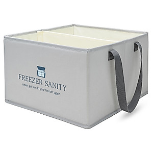 FREEZER SANITY Collapsible Freezer Organizer Bins - Stackable Storage Organizers with Custom Dividers, Handles, Ideal for Chest Freezers, Heavy-Duty, Water-Resistant Regular 15x14x9