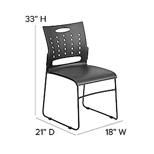 Flash Furniture Hercules Series Stacking Chairs for Waiting Rooms and Offices, Ergonomic Lobby Chairs with Contoured Air-Vent Backs, Set of 5, Black