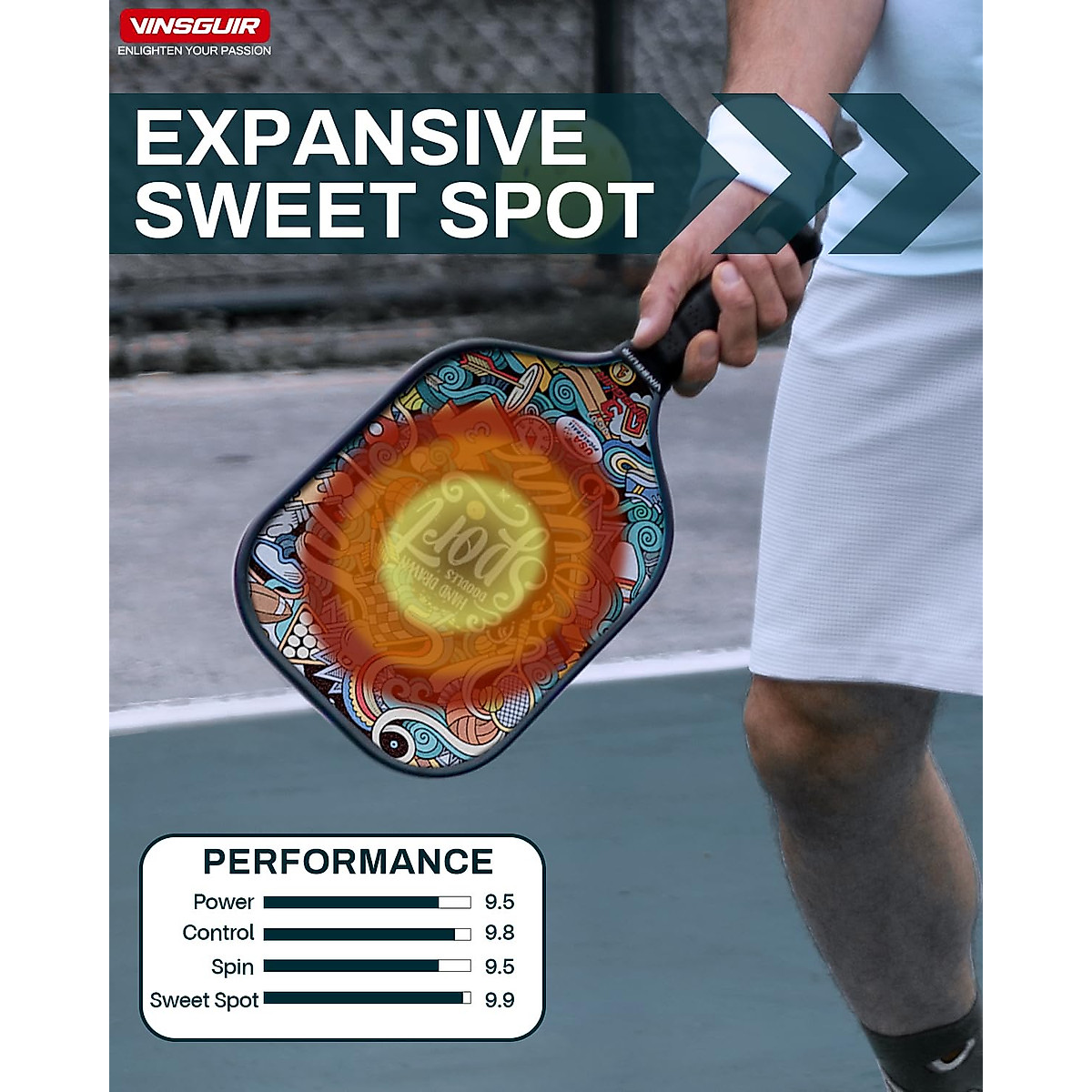 VINSGUIR Pickleball Paddles Set, USAPA Approved Pickle Ball Paddle Set of 2 with 4 Pickleball Balls and Bag, Pickleball Rackets Gifts for Women Men Beginners