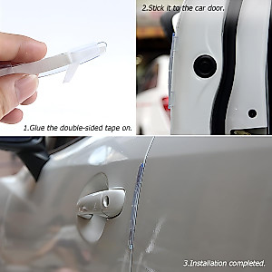 BELOMI 4Pcs PVC Car Door Edge Guards, 4.3"&3.1" Anti Scratch Collision Protector, Self Adhesive Car Side Door Edge Trim Decals, Auto Accessories Side Edge Protection for Most Cars (Transparent)