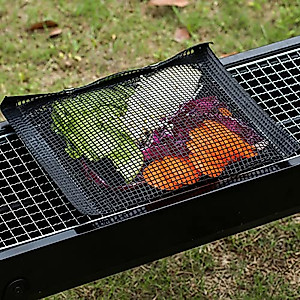 ignishar BBQ Mesh Grill Bags,1 Large Bag+1 Small Bag +1 Basting Brush, Reusable and Non-Stick Grill Tools for Outdoor&Indoor Grilling,Easy to Clean,Dishwasher-Safe