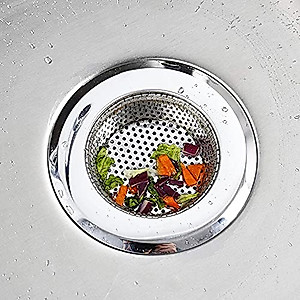 QYHOO 2 PCS Kitchen Sink Strainer Stainless Steel, 4.5 inch Diameter Anti-Clogging Drain Hair Catcher Mesh Catcher for Kitchen, Bathroom, Balcony, Floor Drain