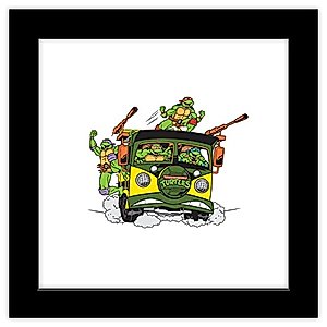 Trends International Gallery Pops Nickelodeon Teenage Mutant Ninja Turtles - Party Wagon Wall Art Wall Poster, 12" x 12", Black Framed Version