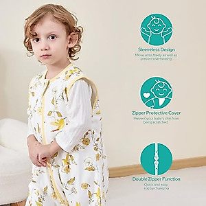 LILBESTIE Toddler Sleep Sack with Feet, 1.5 TOG Sleep Sack with Legs, Baby Wearable Blanket Sleeveless Cotton Baby Sleeping Bag 2T-3T - Bird L