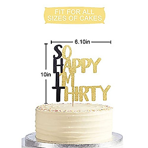 So Happy I'm Thirty Cake Topper - 30th birthday cake topper, Fabulous Birthday Cake Party Decorations.Black men's and women's 30th birthday cake party decoration (single side)