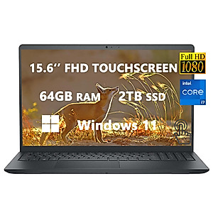 DELL Inspiron Laptops for Student & Business, 15.6'' FHD LED Touchscreen, Intel 13th Gen Core i7-1355U(10-core), Up to 5 GHz, 64GB RAM, 2TB SSD, HDMI, Wi-Fi 6, USB-C, Long Battery Life, Windows 11
