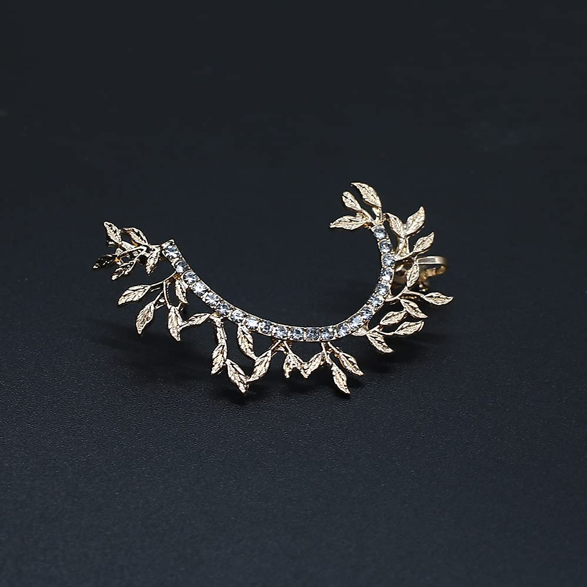 Crystal Pearl Flower Climbers Crawler Stud Earring Cute Rhinestone Resin Floral Left Ear Cuff Wrap Clip Earring Top Ear Clip Gold Jewelry Jacket for Women 1 Pcs