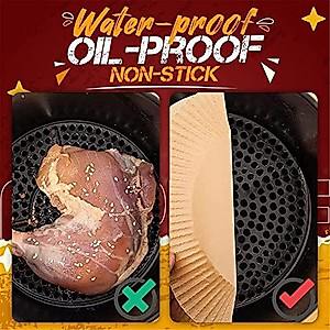 sxzqarw Air Fryer Disposable Paper Liner Non-Stick Liners Baking for Oil-proof Water-proof Food Grade Parchment Roasting (100pcs), Yellow (G-64A)