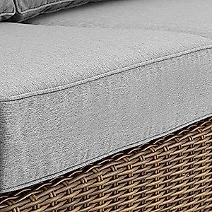 Crosley Furniture Bradenton Wicker Outdoor Loveseat, 2-Person Patio Couch for Porch, Deck, Backyard, Brown with Gray Cushions