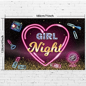 Girl Night Banner Backdrop Background Rose Gold Pink Champagne Lip Theme Decor for Lady Girls Women Princess Birthday Party Bridal Shower Wedding Bachelorette Make Up Night Out Hen Party Decorations