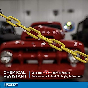 US Weight (Made in USA) 2 inch x 100 feet' White Plastic Safety Chain ft. SunShield UV Resistant Technology